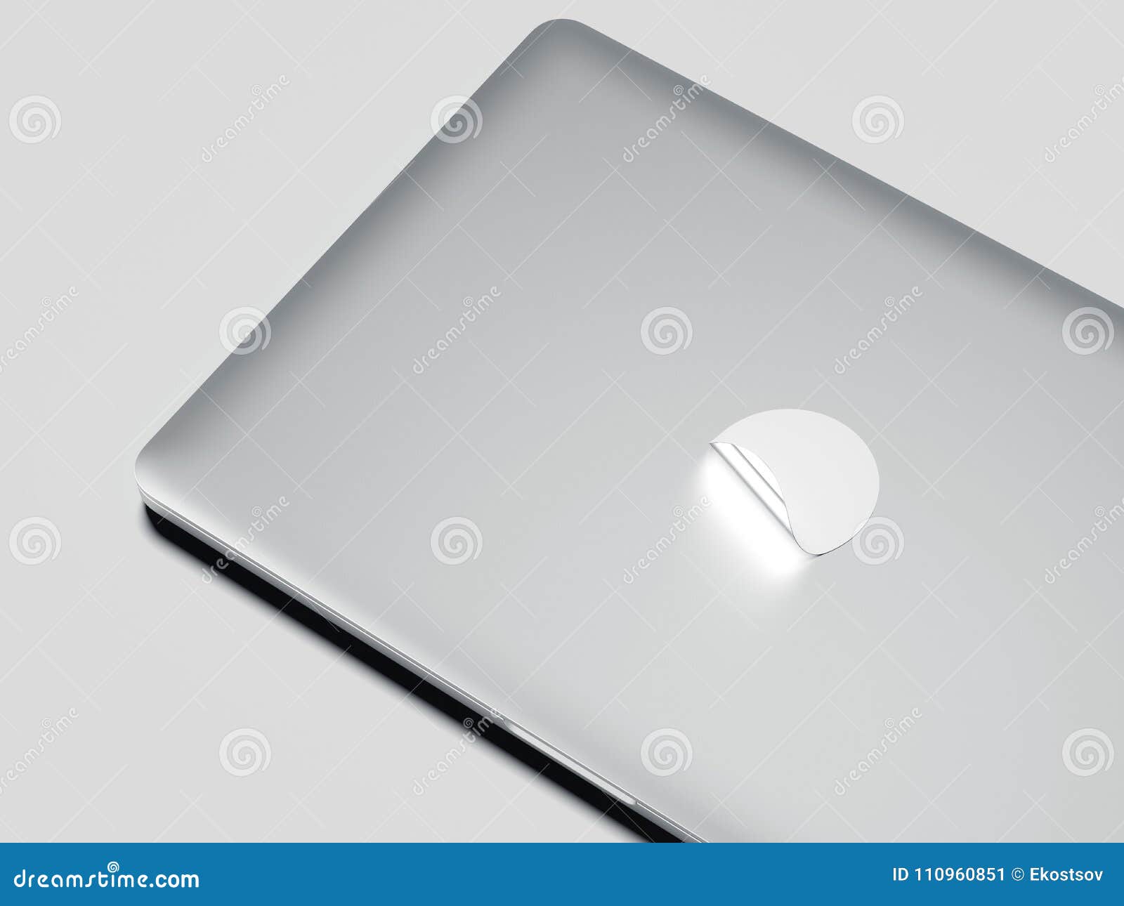 Silver Sticker on Gray Laptop. 3d Rendering Stock Image - Image of ...