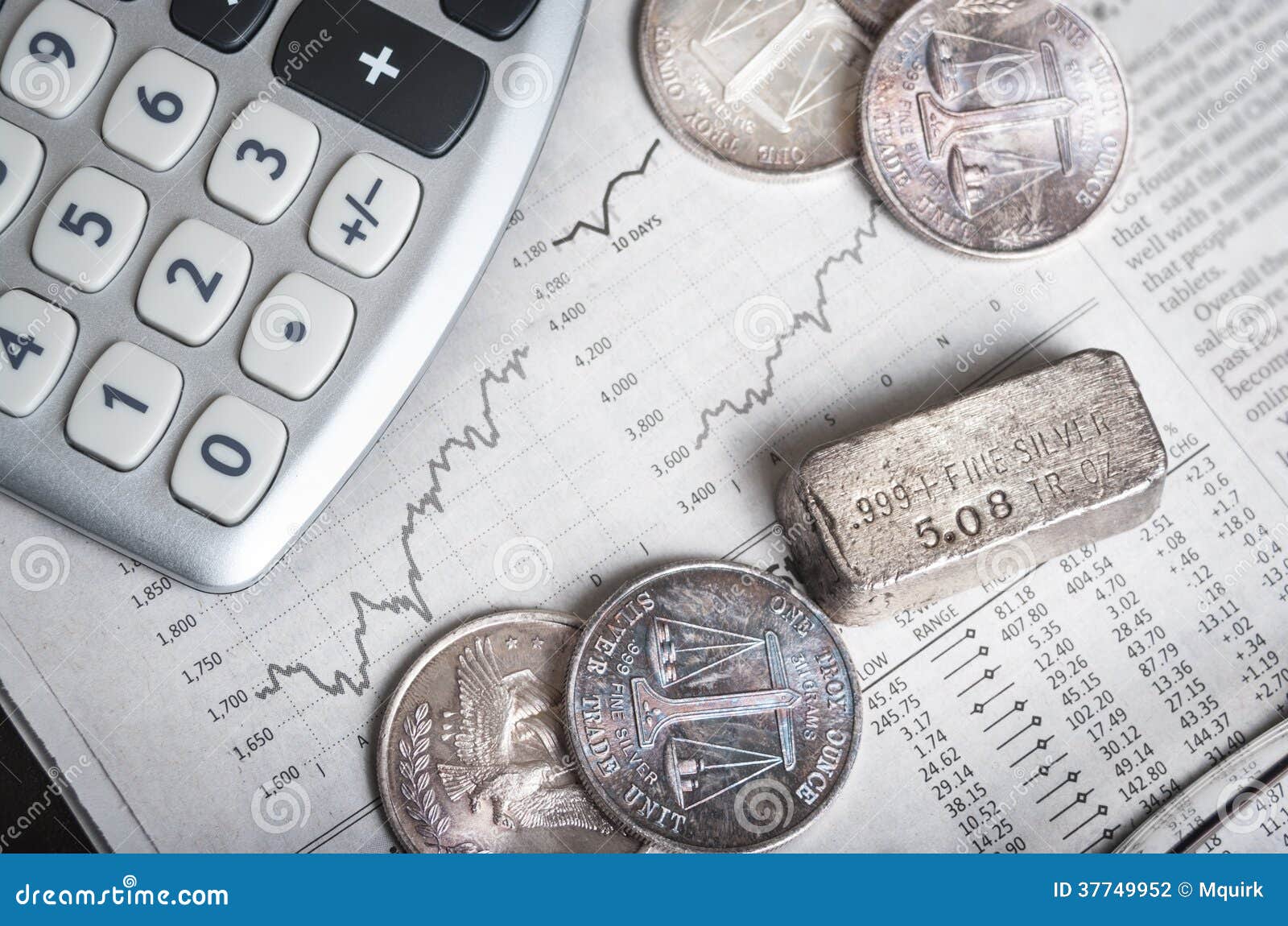 Silver and Stock Market Charts Stock Photo - Image of currency ...