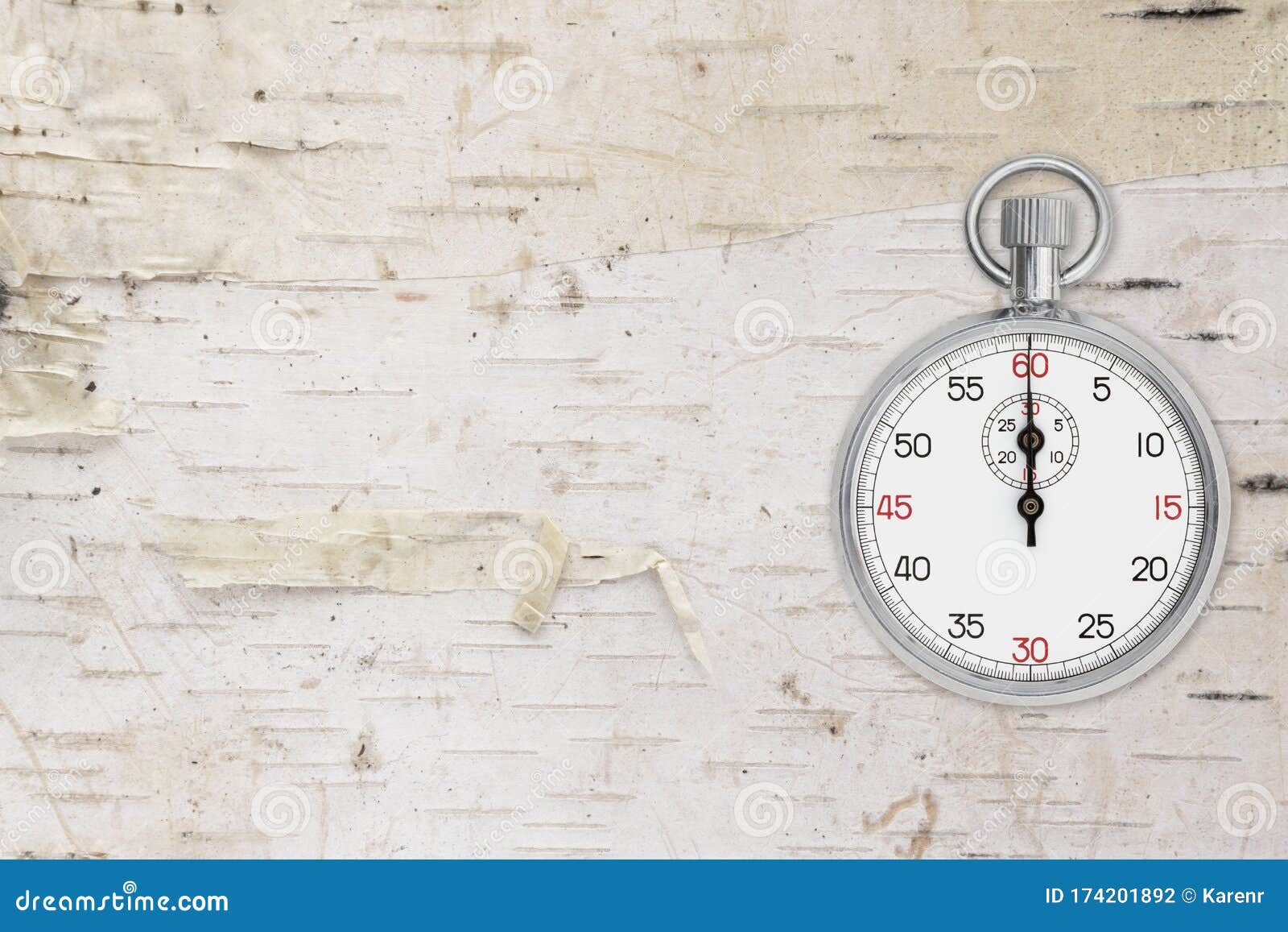 Silver Stopwatch Set To Zero on Weathered Birch Wood Stock Photo ...
