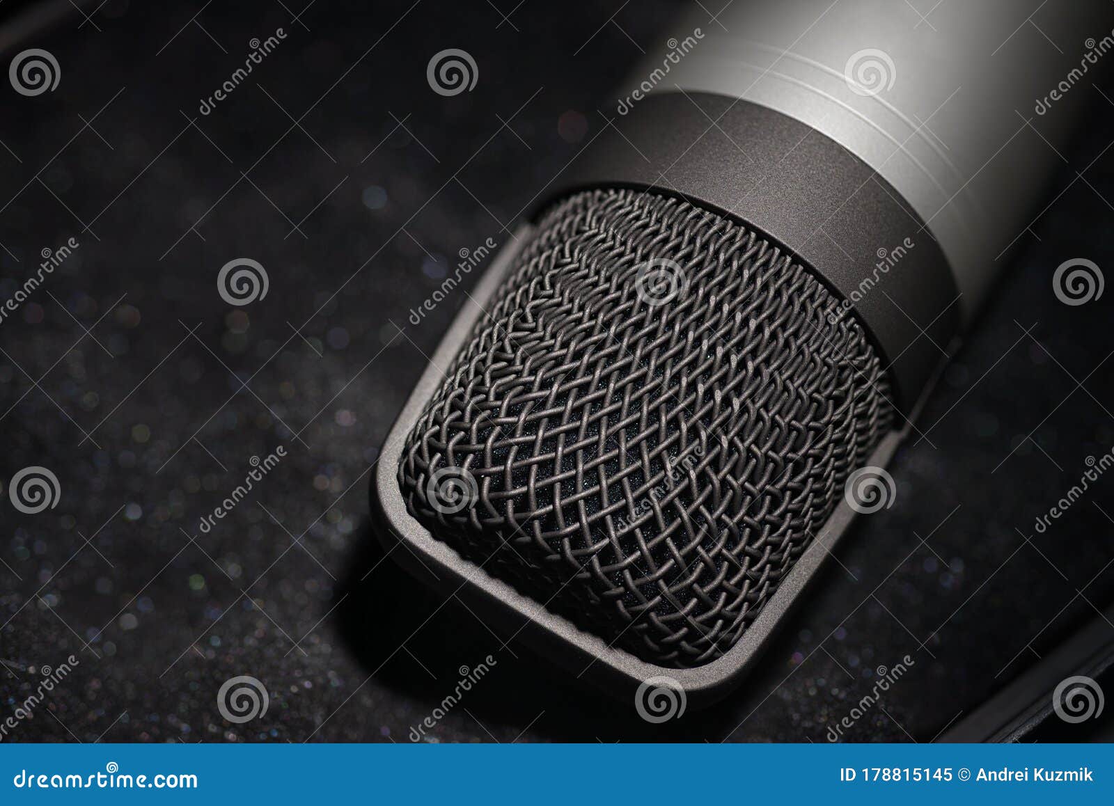 Silver Studio Condenser Microphone on Black Soft Foam Stock Image ...