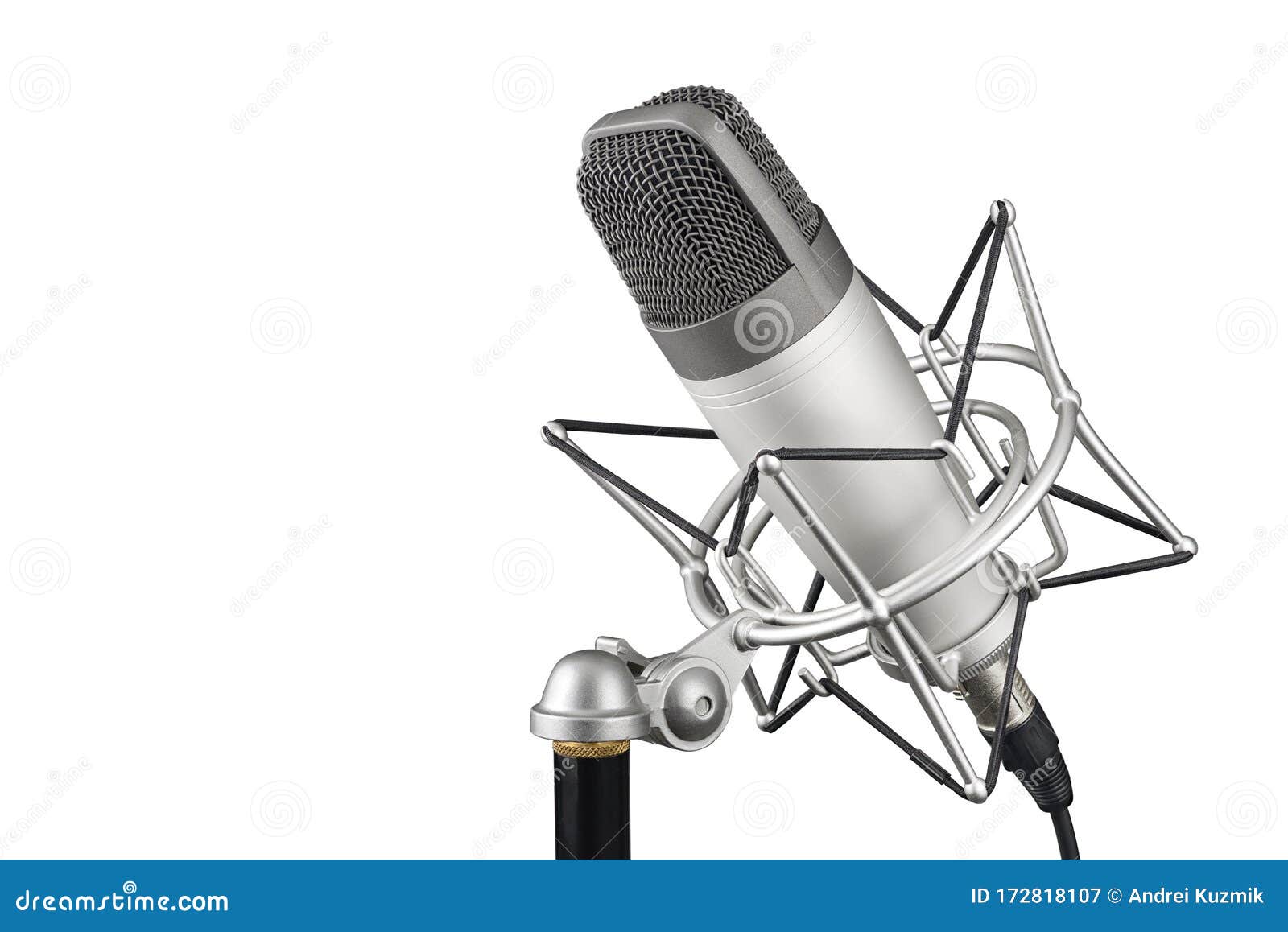 Silver Studio Condenser Microphone Isolated on White Background Stock ...