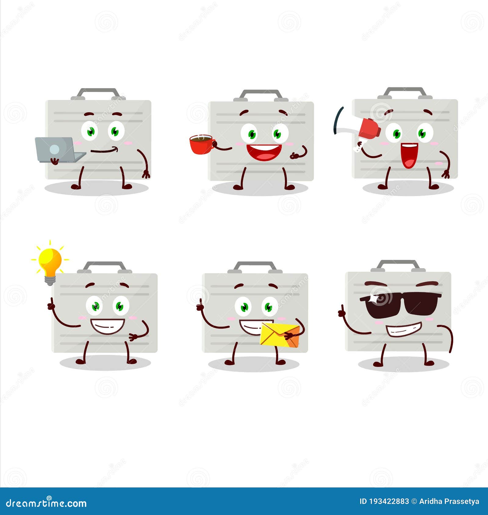 Silver Suitcase Cartoon Character with Various Types of Business ...