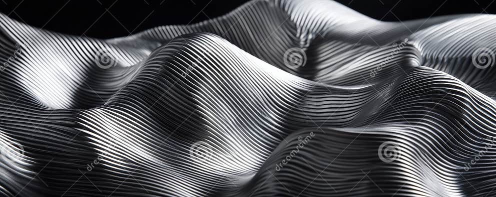 A Silver Surface with a Ribbed Texture, Featuring Parallel Grooves that ...