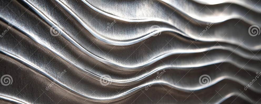 A Silver Surface with a Ribbed Texture, Featuring Parallel Grooves that ...