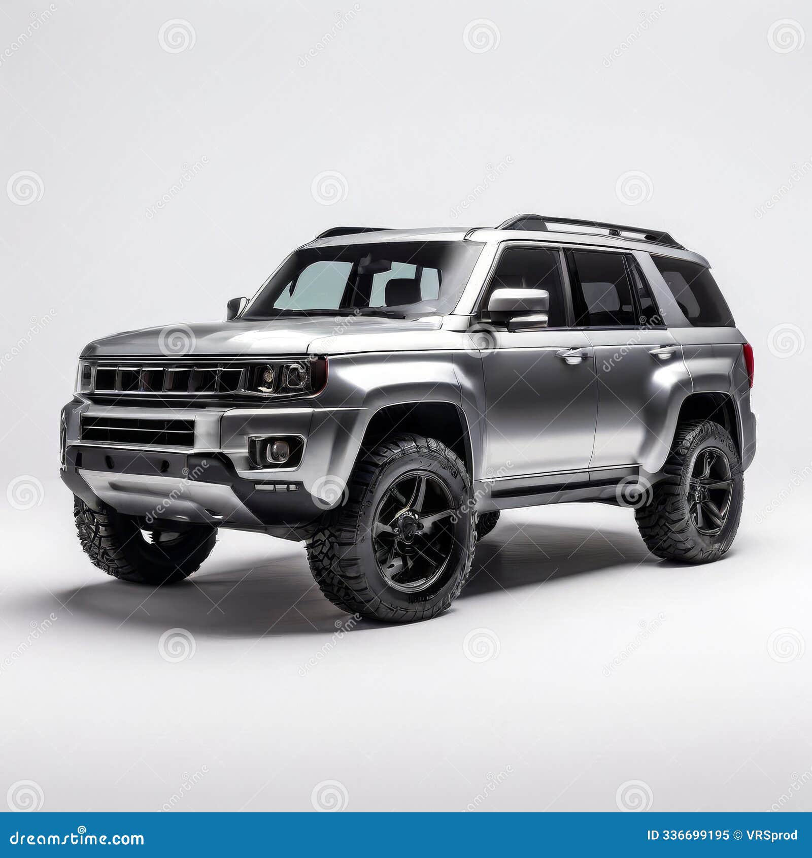 Silver SUV with Rugged Design on White Background Stock Image - Image ...