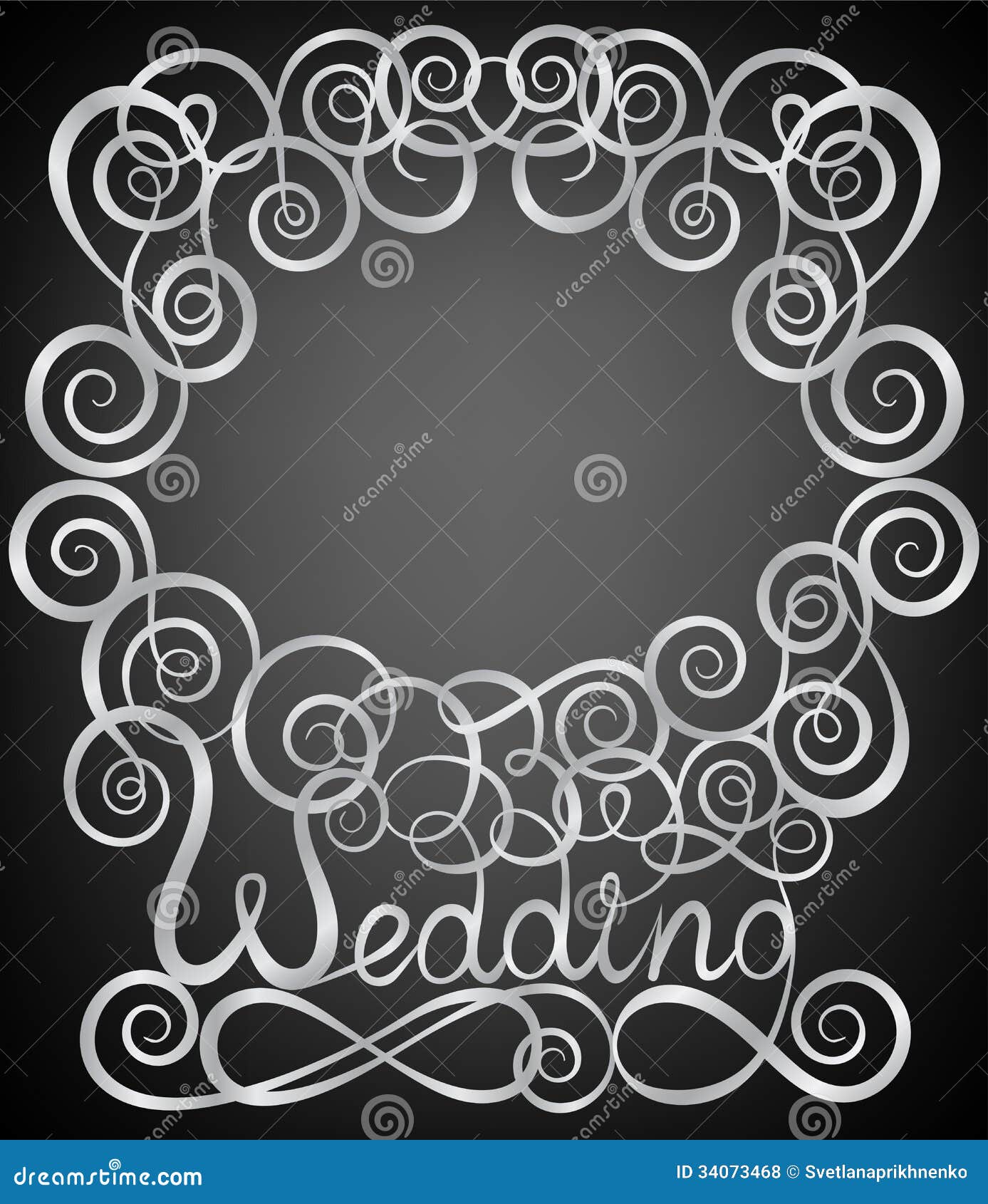 Silver swirl pattern frame stock vector. Illustration of design - 34073468