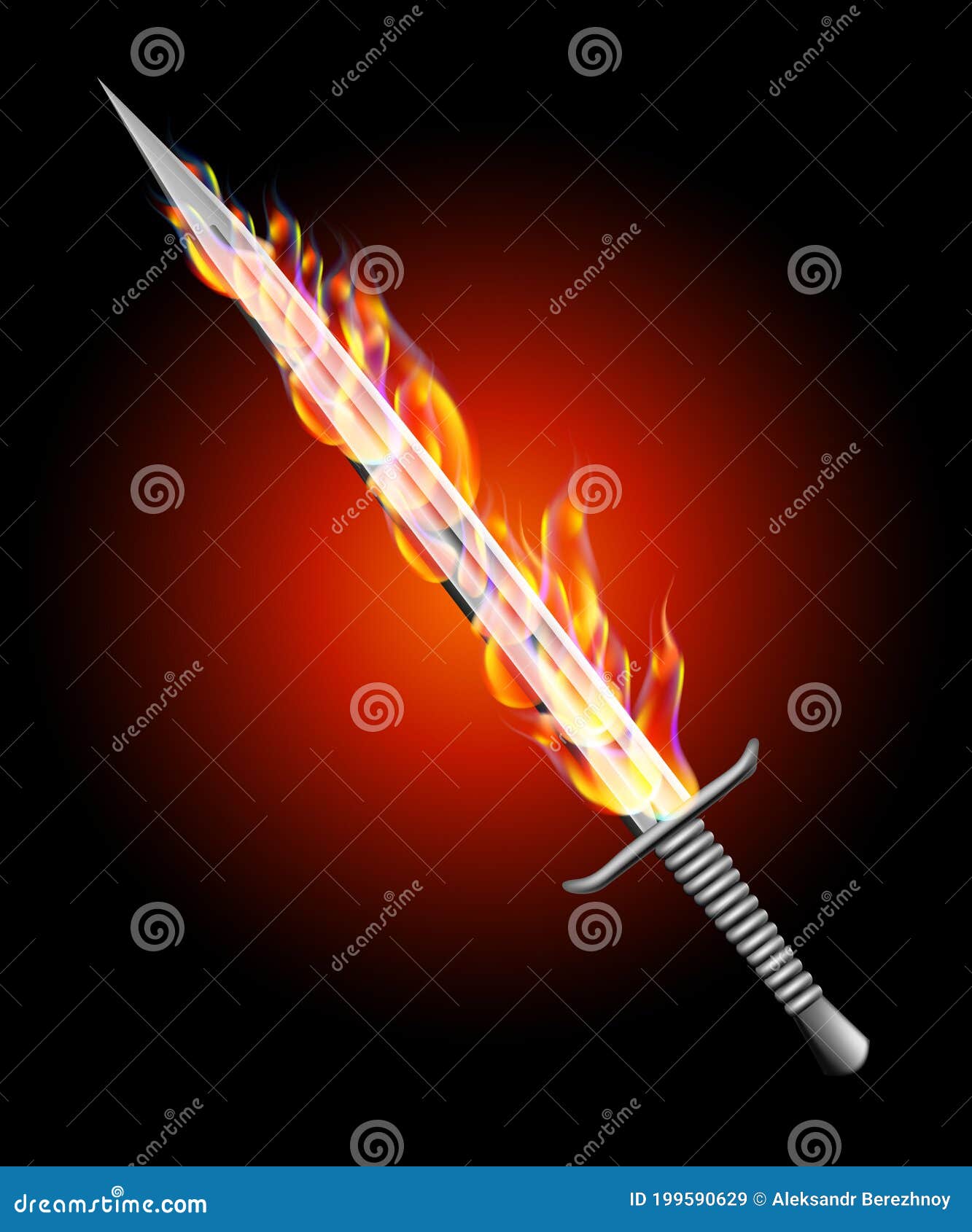 Silver sword 1 stock vector. Illustration of flaming - 199590629