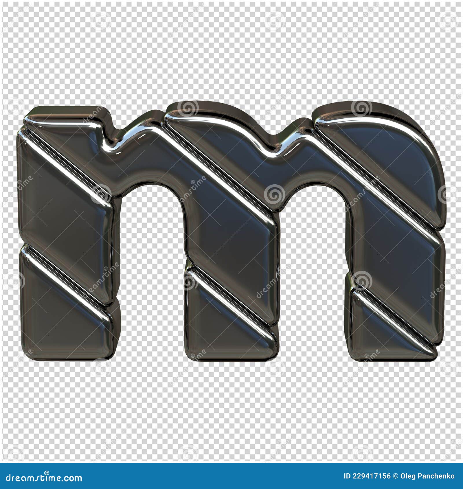 Silver Symbol from Silver Bars on a Transparent Background. 3d Letter M ...
