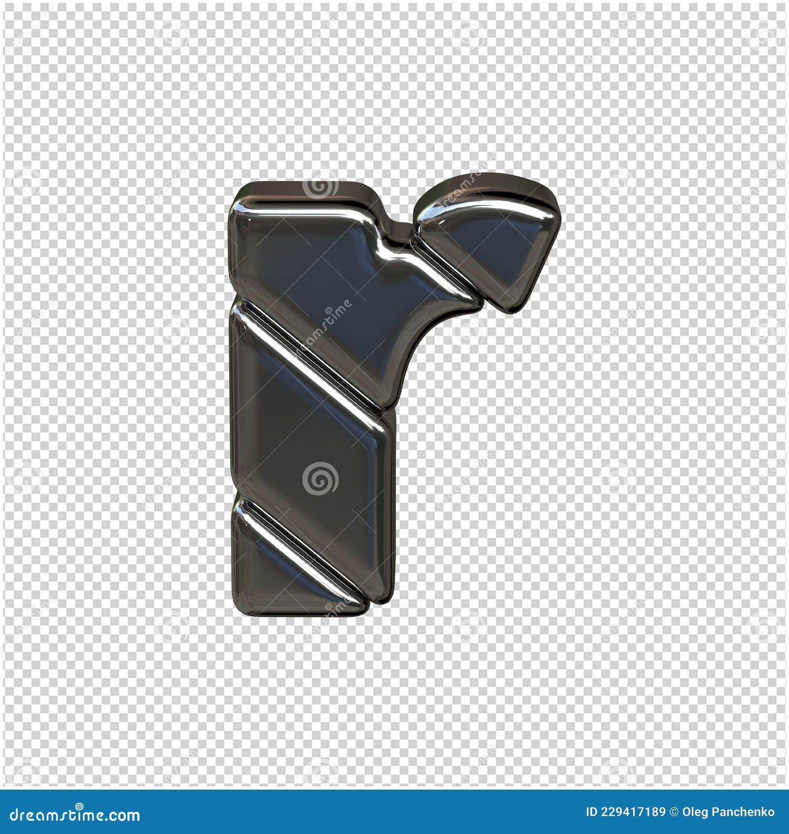 Silver Symbol from Silver Bars on a Transparent Background. 3d Letter R ...