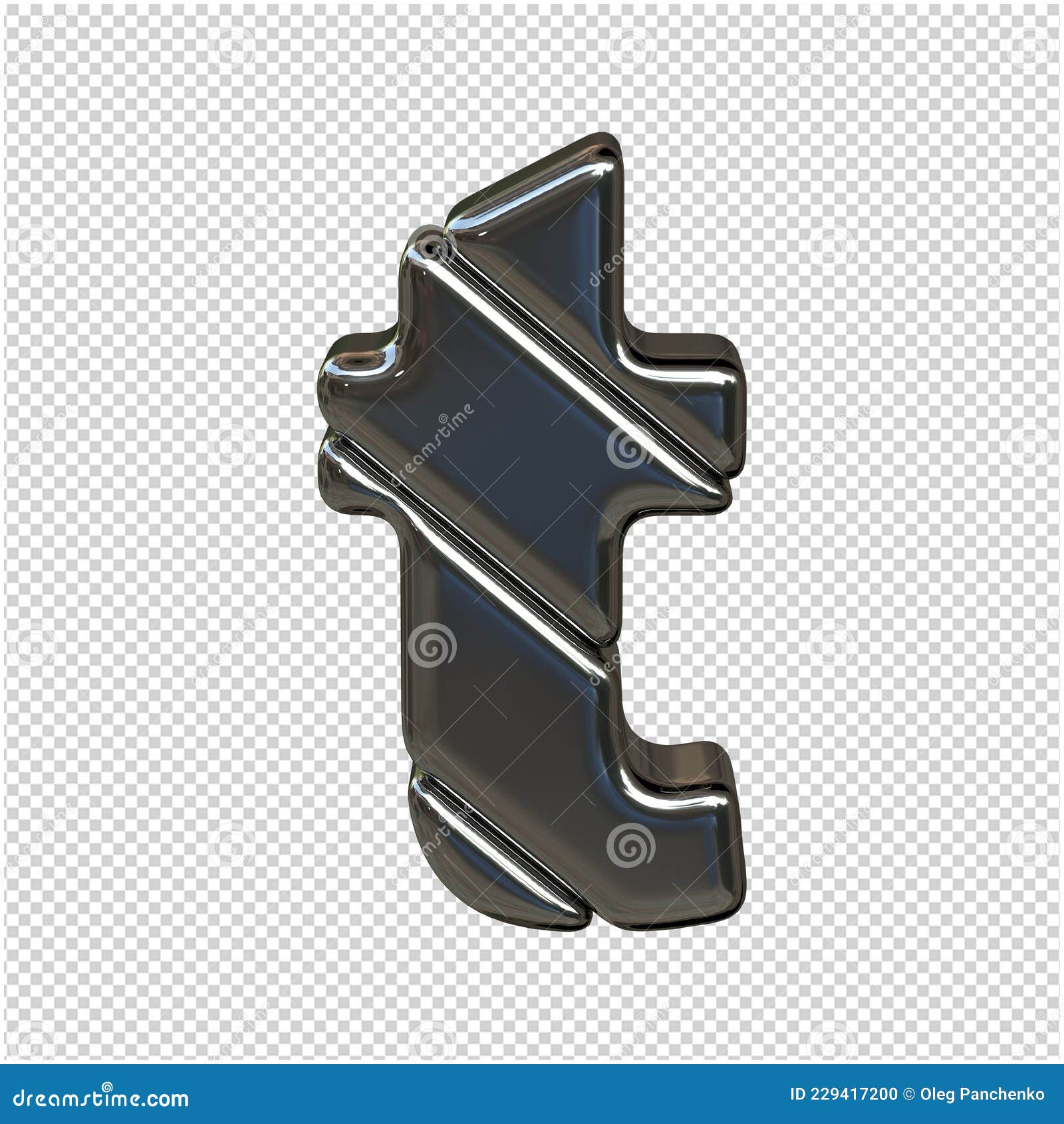 Silver Symbol from Silver Bars on a Transparent Background. 3d Letter T ...