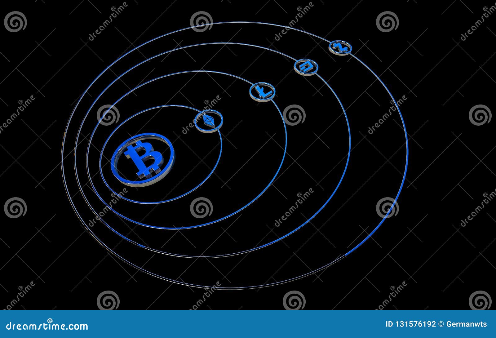 Silver Symbols of Cryptocurrencies - a Orbit System Stock Illustration ...