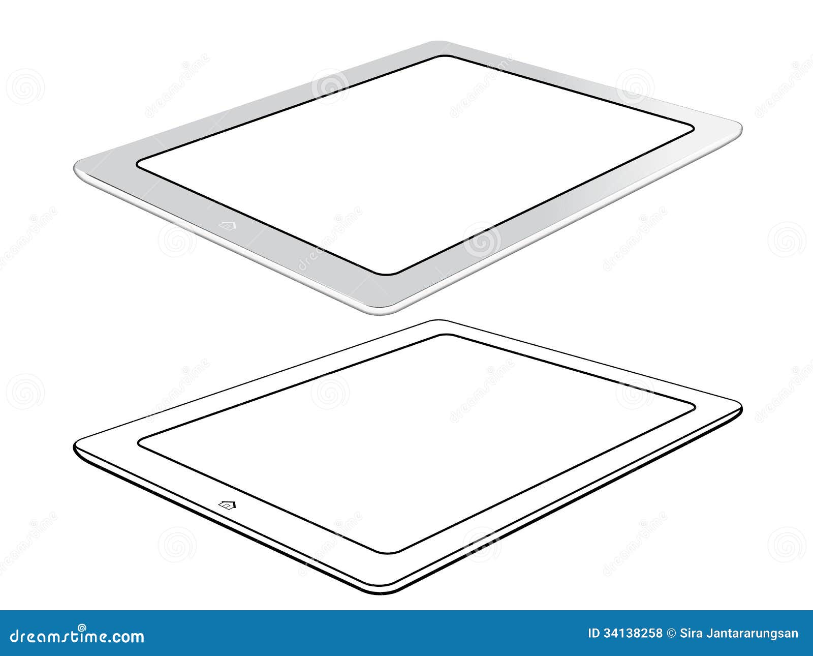 Silver Tablet with Home Button Stock Illustration - Illustration of ...