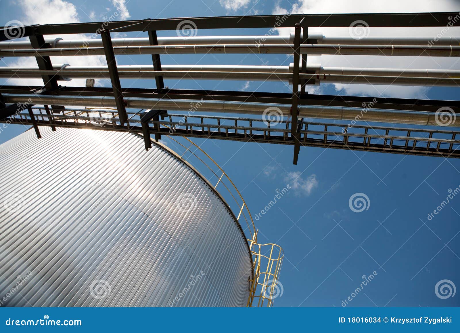 Silver tank and pipelines stock photo. Image of industry - 18016034