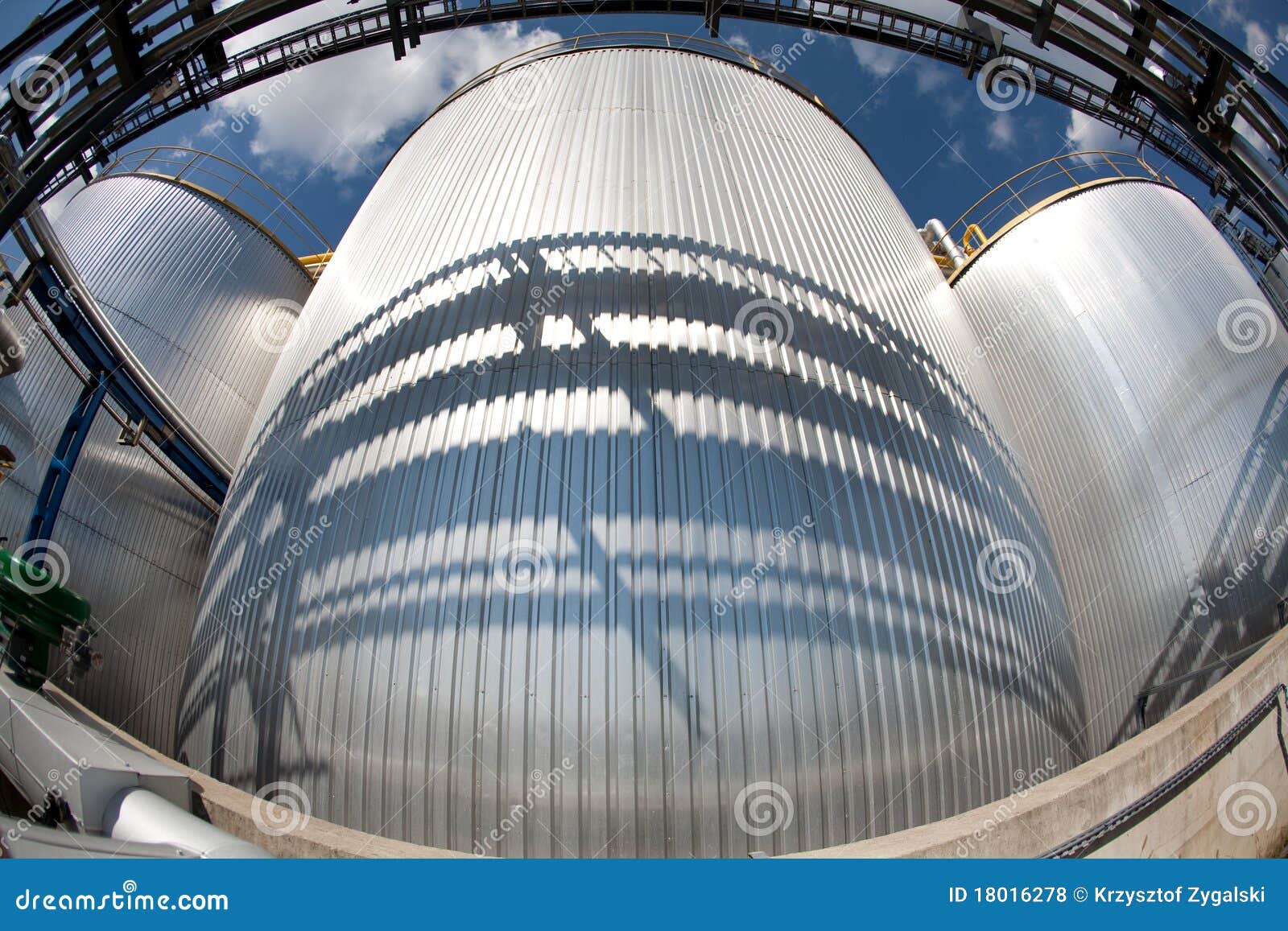 Silver tanks and pipelines stock photo. Image of factory - 18016278