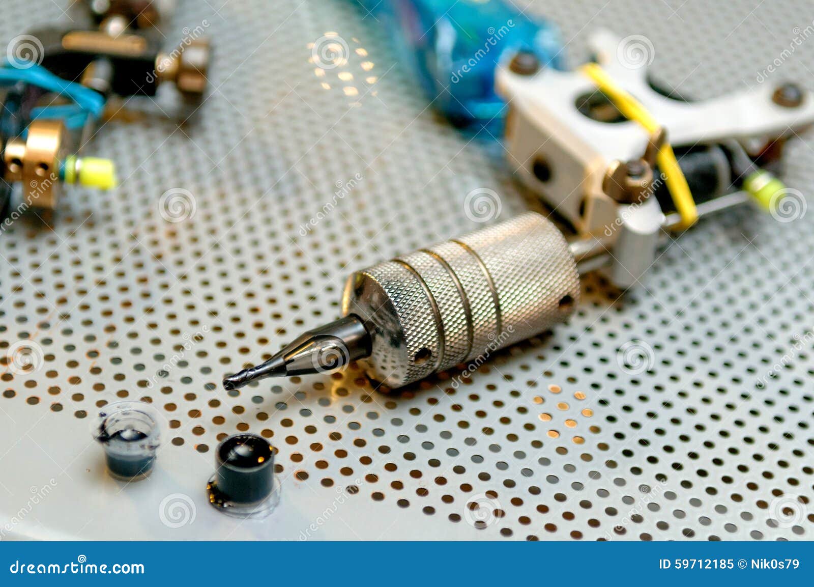 Silver Tattoo Mashine on the Table Stock Image - Image of indoors ...