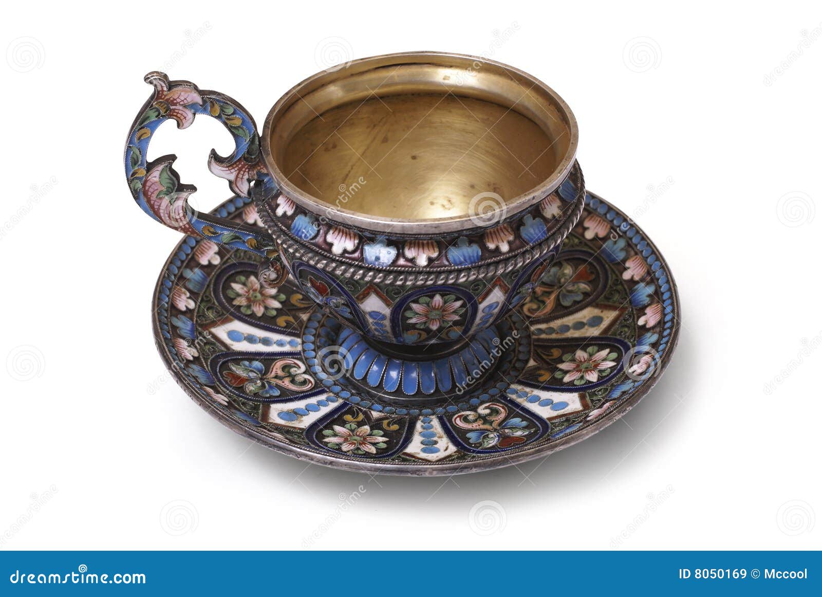 Silver Tea Cup in Plique-a-jour Style Stock Image - Image of isolated ...