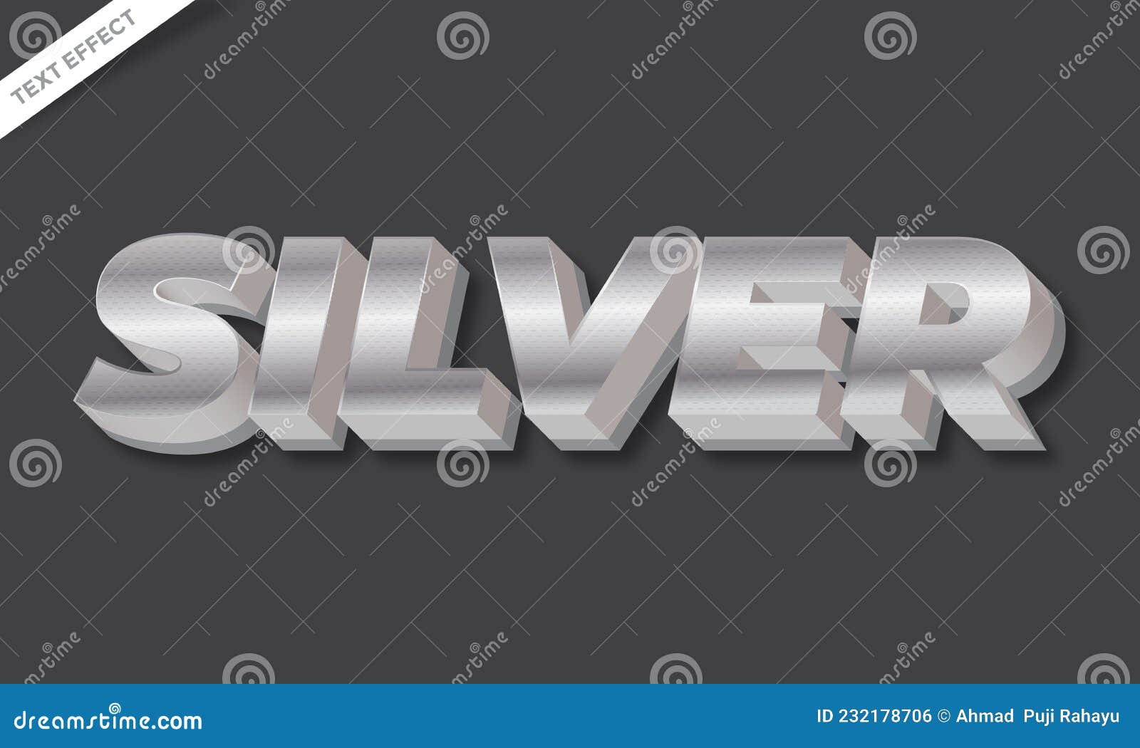 Silver Text Effect Design Vector Stock Vector - Illustration of foil ...