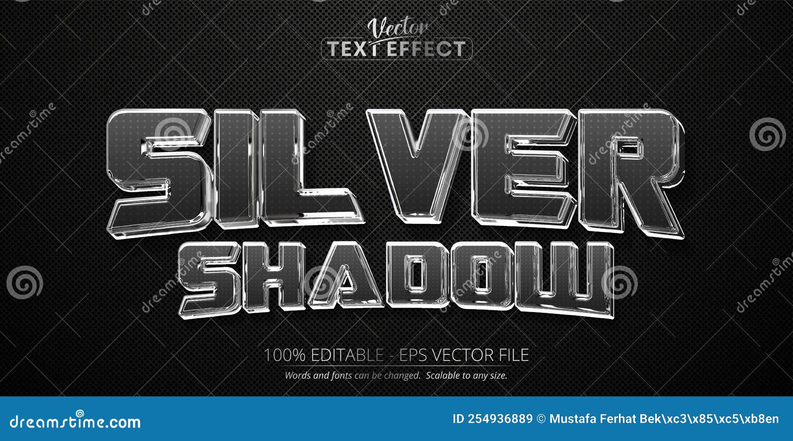 Silver Text Effect, Editable Metallic Silver Text Style Stock Vector ...