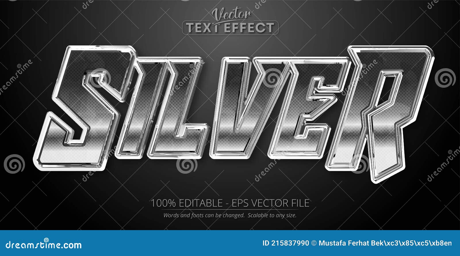 Silver Text, Shiny Silver Color Style Editable Text Effect Stock Vector ...