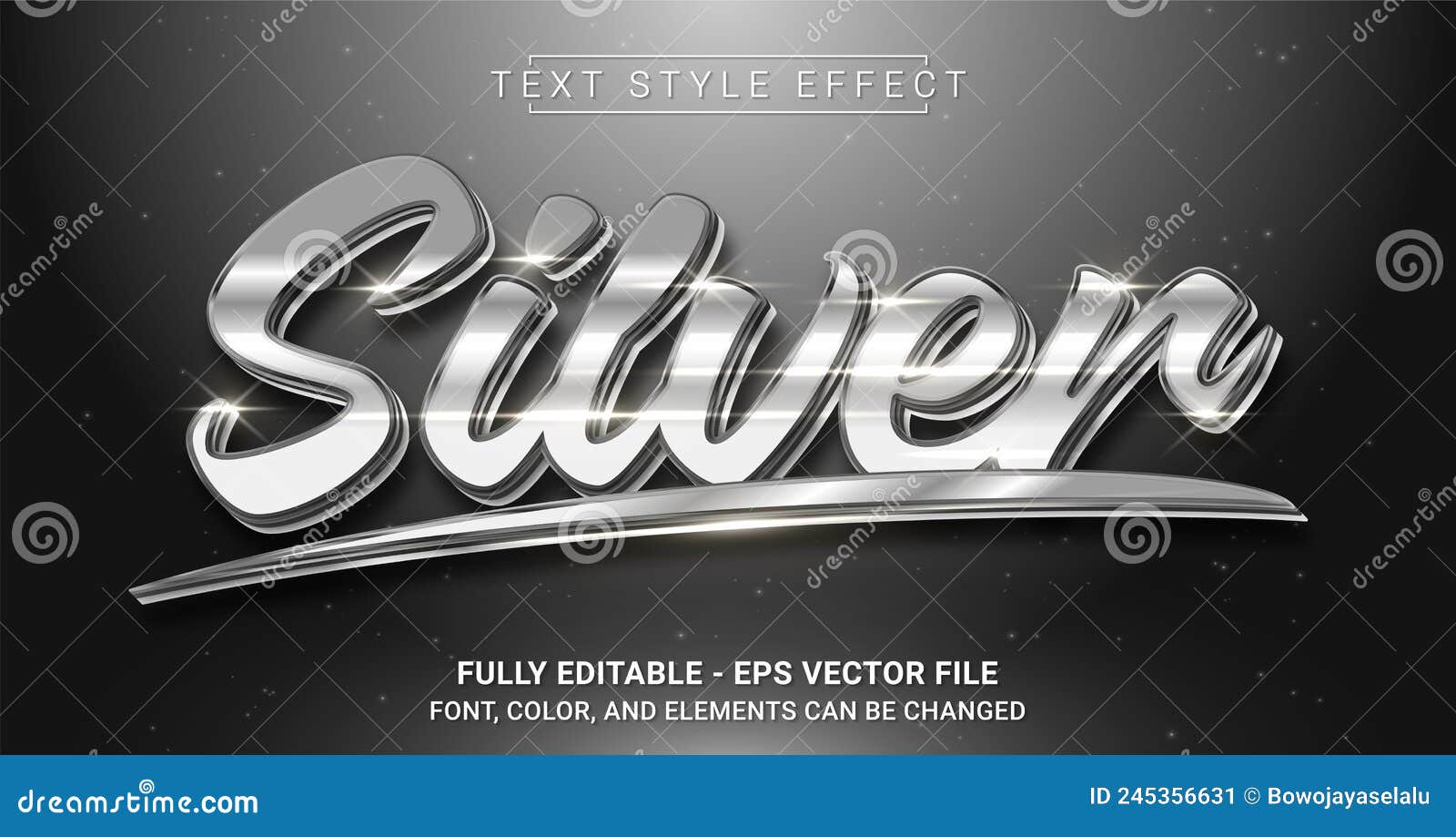 Silver Text Style Effect. Editable Graphic Text Template Stock Vector ...