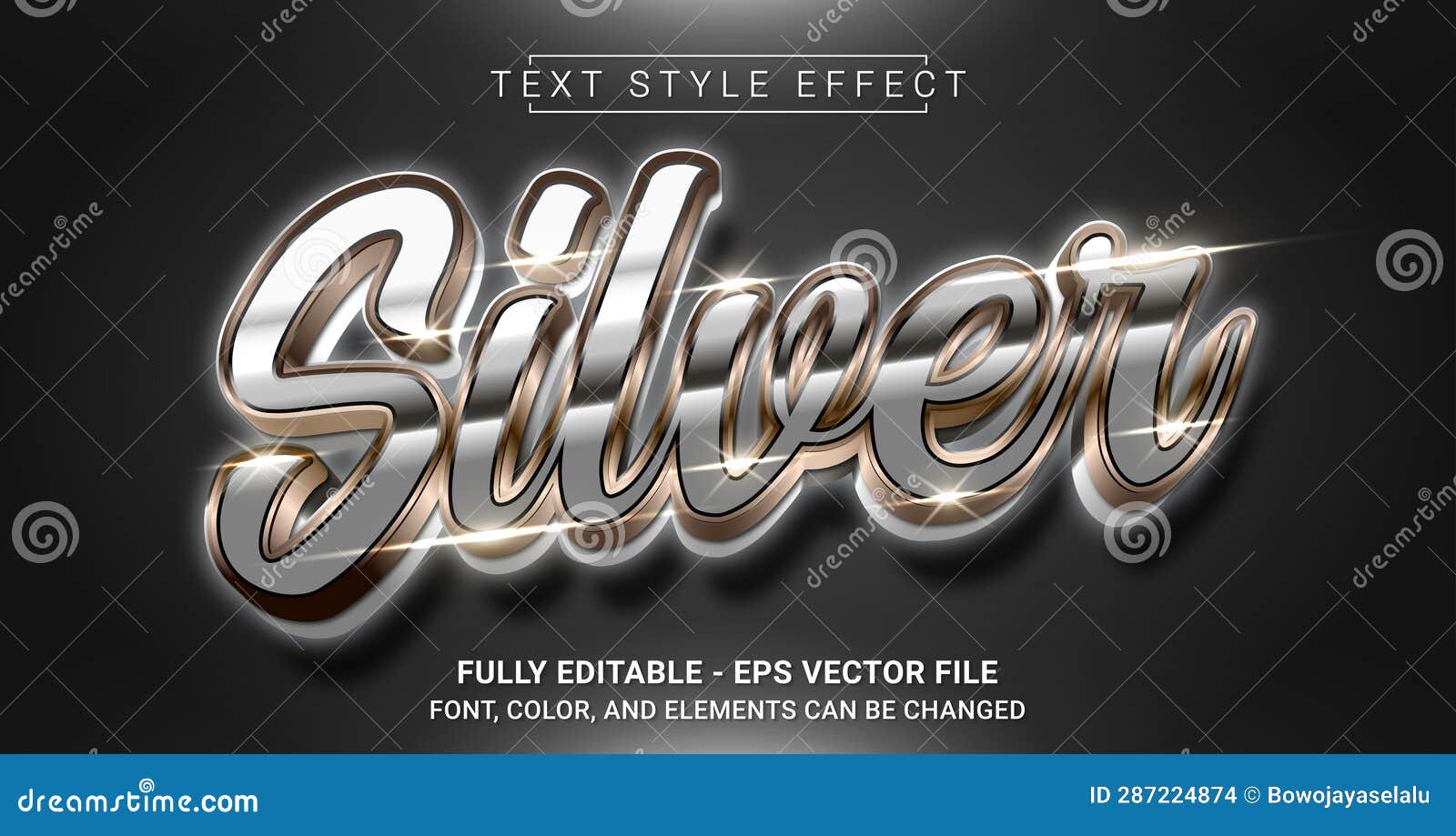 Silver Text Style Effect. Editable Graphic Text Template Stock Vector ...