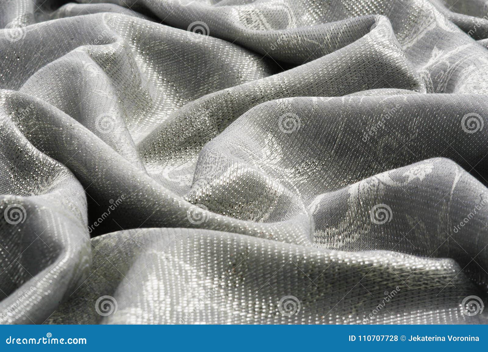 Silver Drape Silk Fabric Texture Stock Photo - Image of natural, dark ...