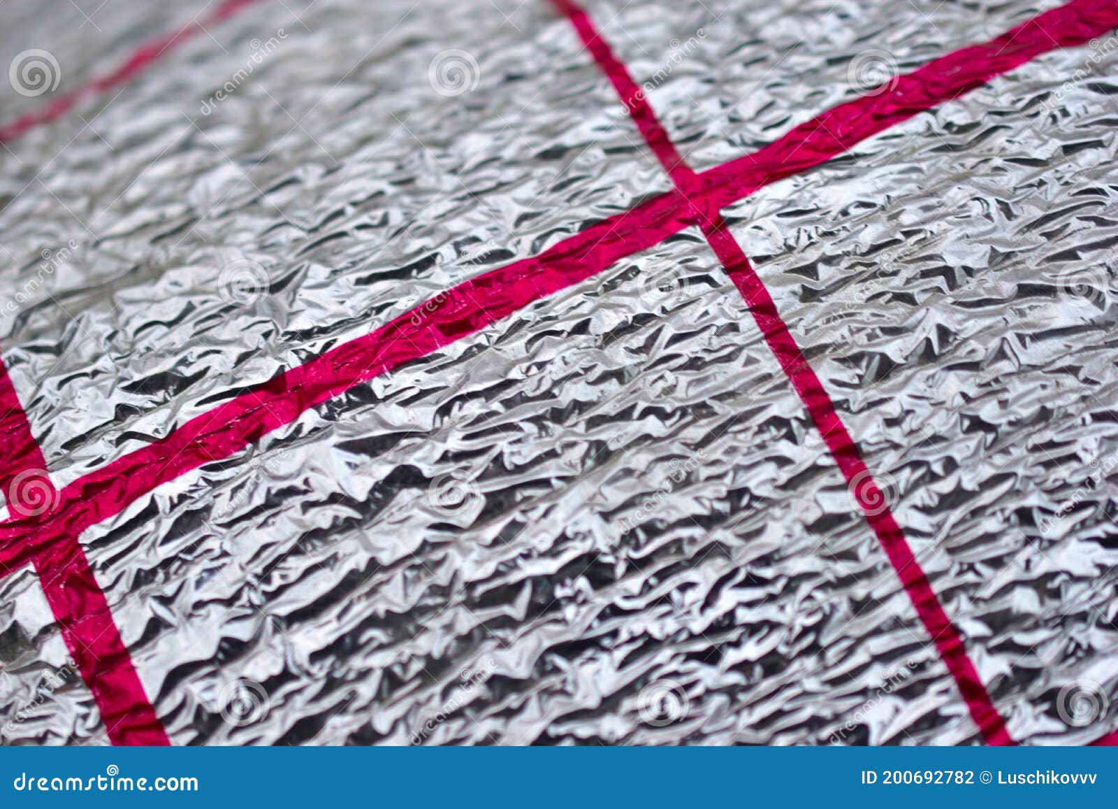 Silver Thermal Insulation Material with Red Stripes Stock Photo - Image ...