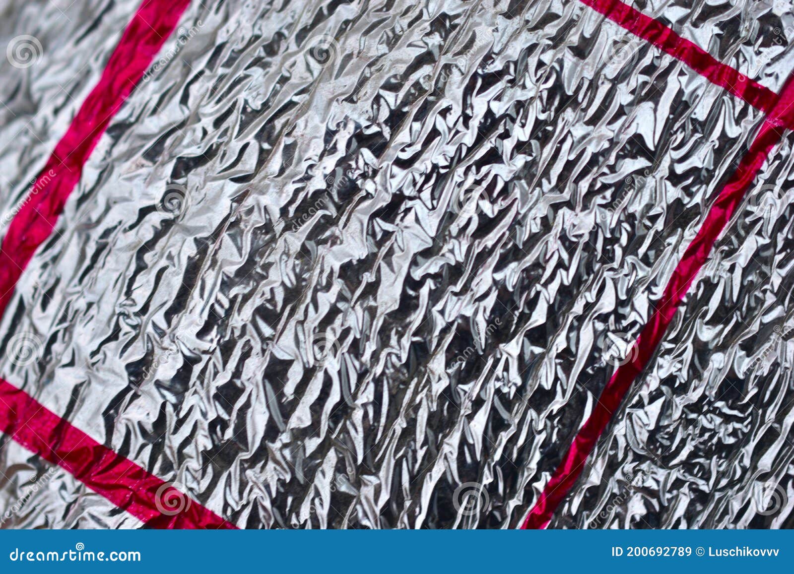 Silver Thermal Insulation Material with Red Stripes Stock Image - Image ...