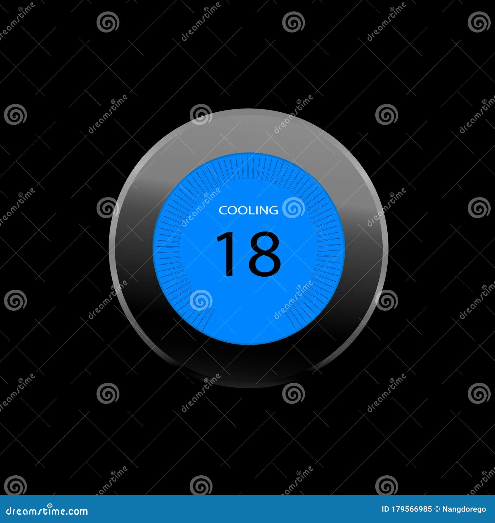 The Temperature 18 Celsius and Cooling Mode on Modern Thermostat in ...