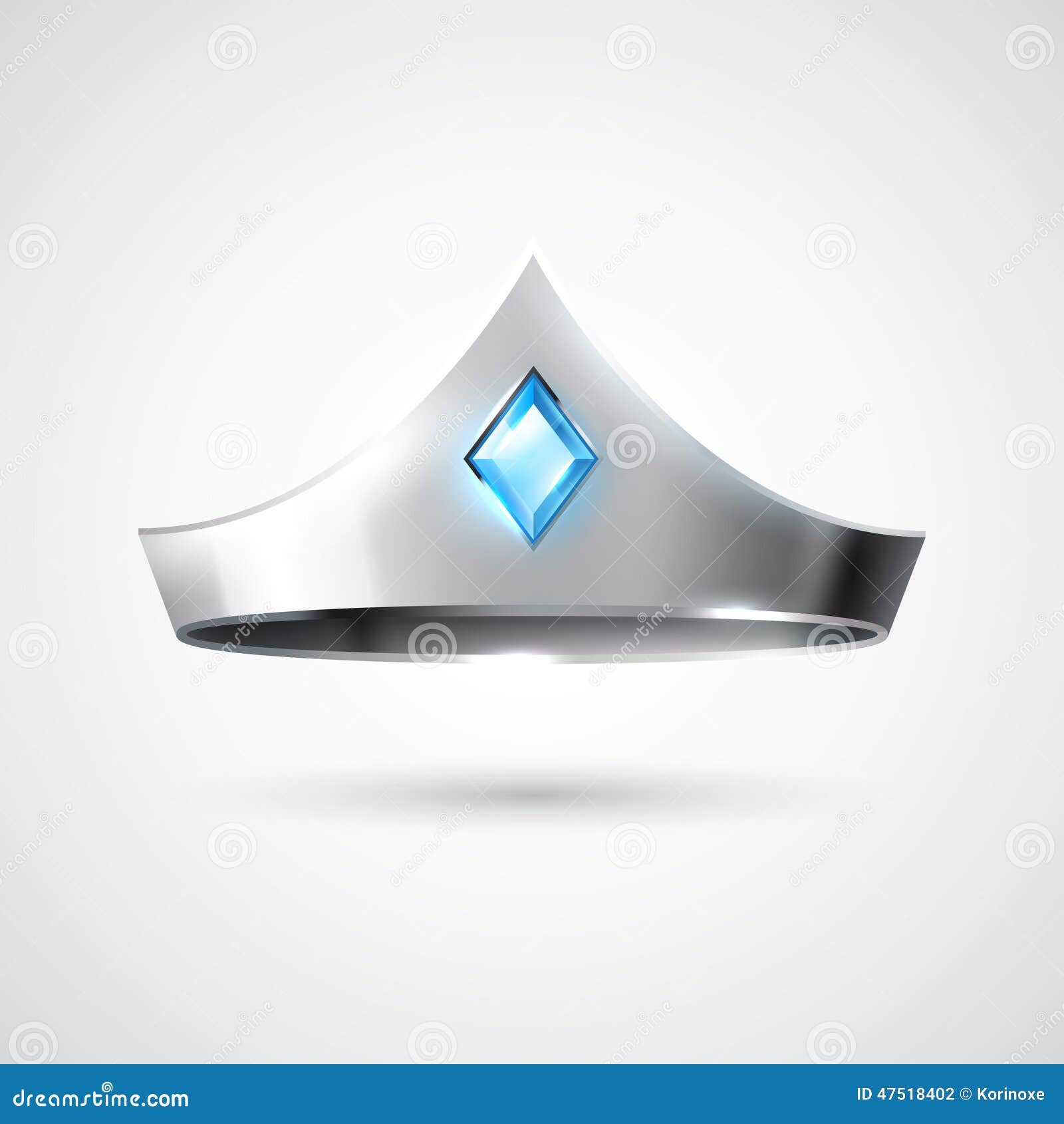 Silver tiara with blue gem stock vector. Illustration of knight - 47518402