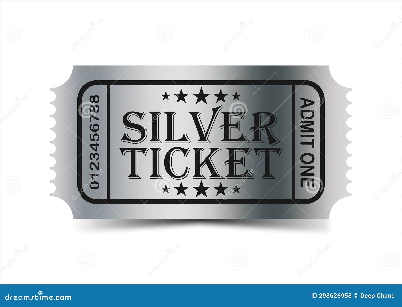 Silver Ticket with Stars and the Inscription "Admit One Stock ...