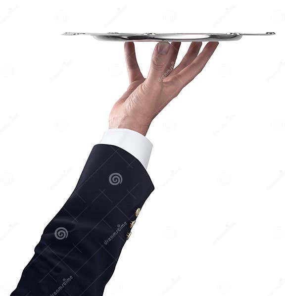 Silver Tray with Hand and Arm Stock Image - Image of white, smiling: 364607