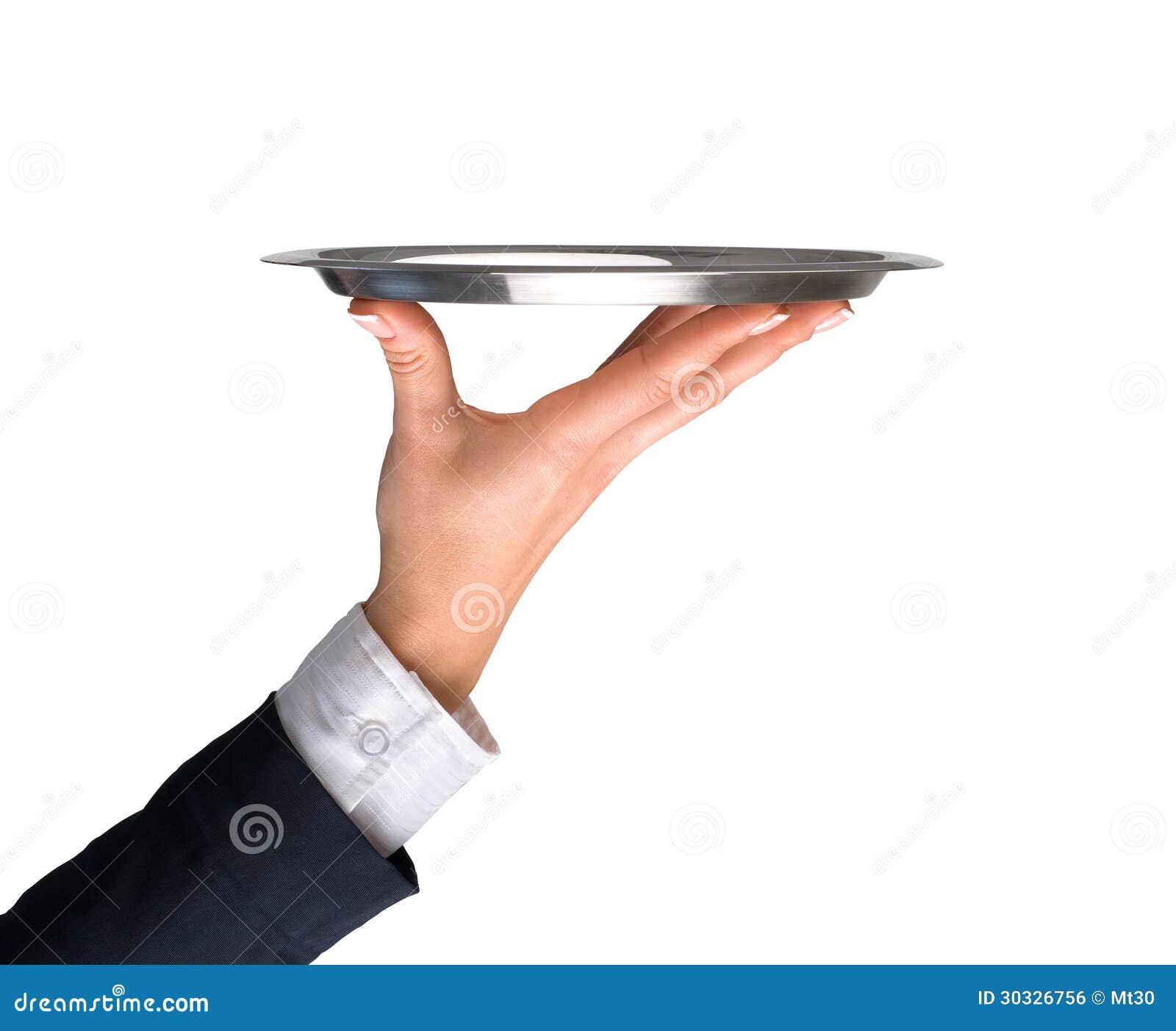 Silver Tray with Hand and Arm Stock Photo - Image of tray, white: 30326756