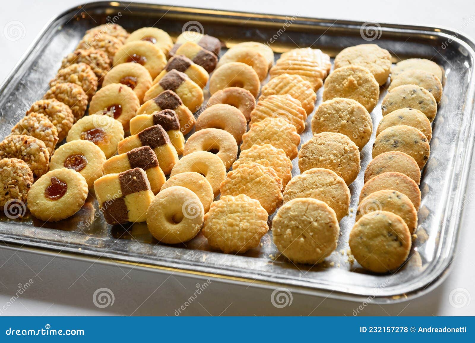 Silver Tray with Tasty Handmade Biscuits Stock Photo - Image of ...