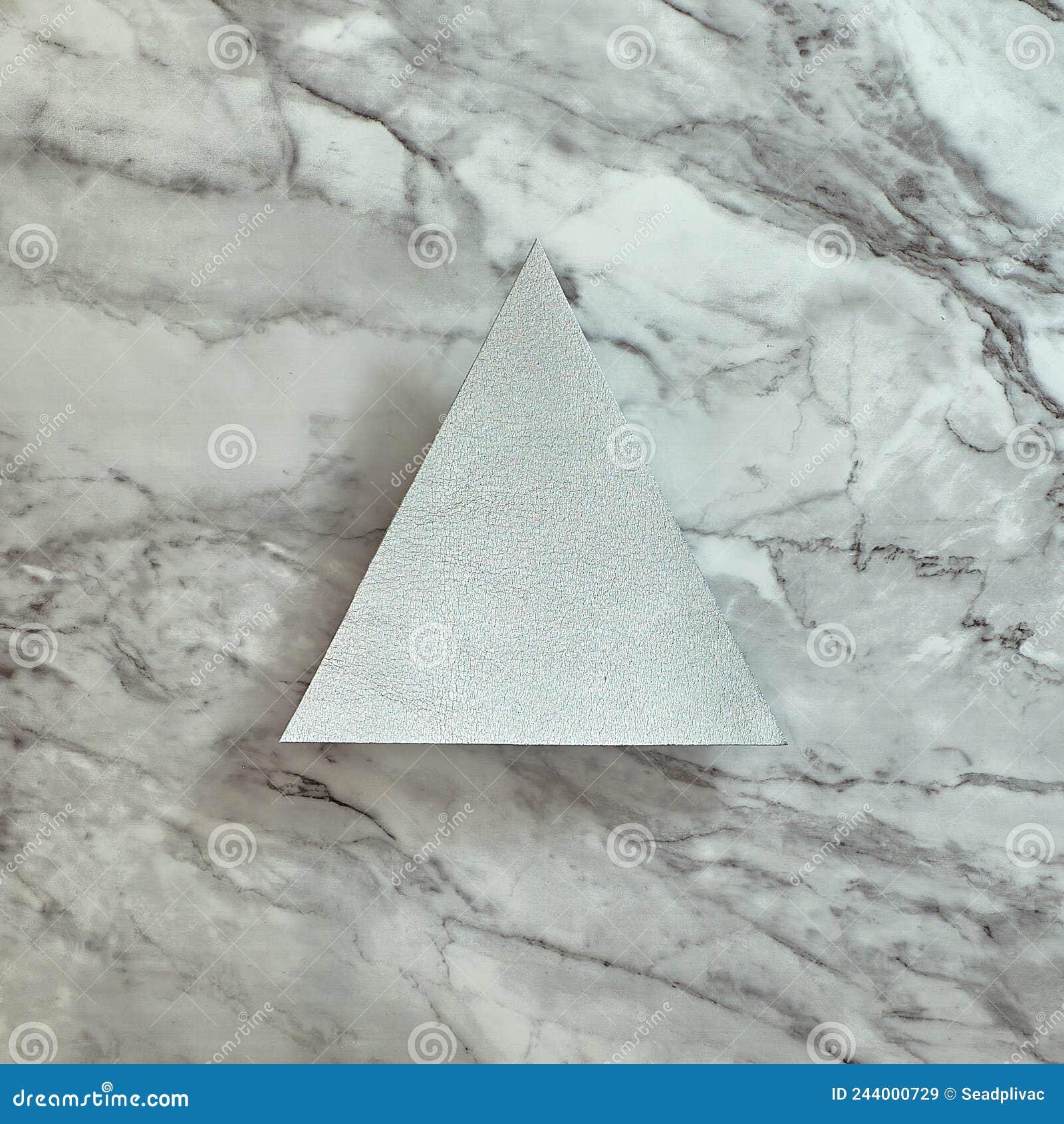 Silver Triangle Frame On Green Marble Background. Text Space. Top View ...