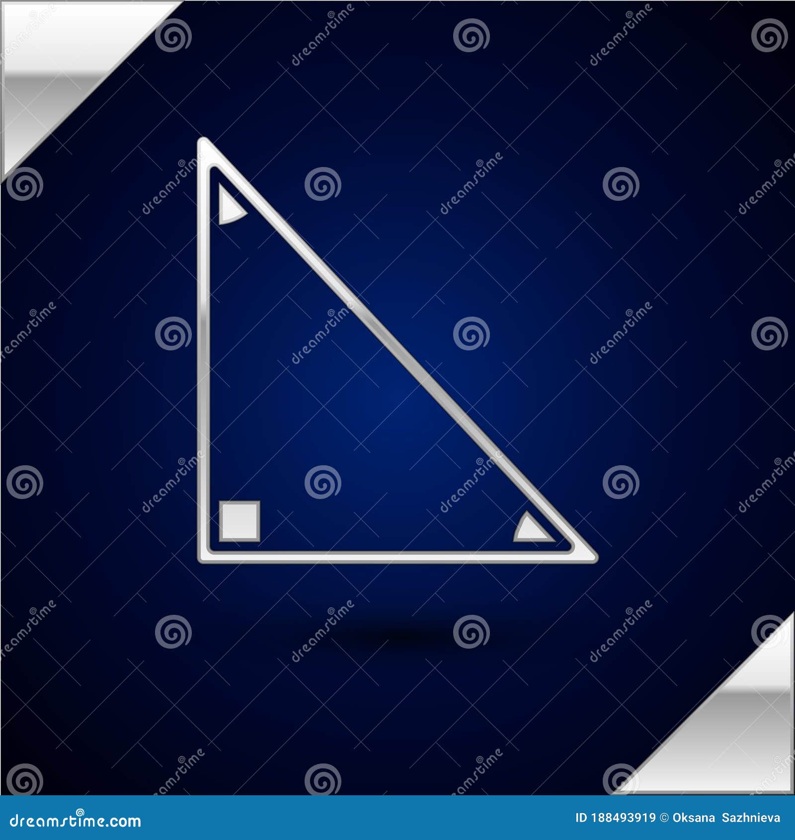 Silver Triangle Math Icon Isolated on Dark Blue Background. Vector ...