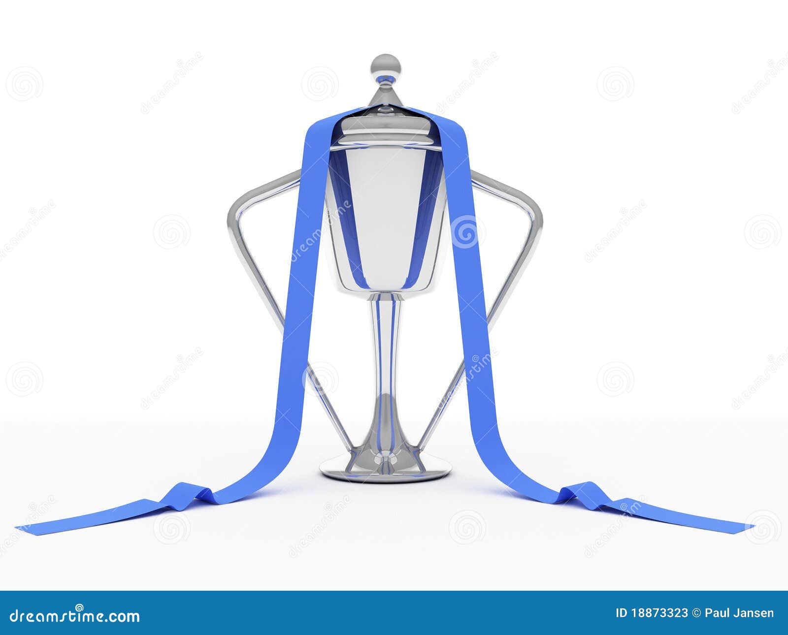 Silver Trophy with Blue Ribbon Stock Illustration - Illustration of ...
