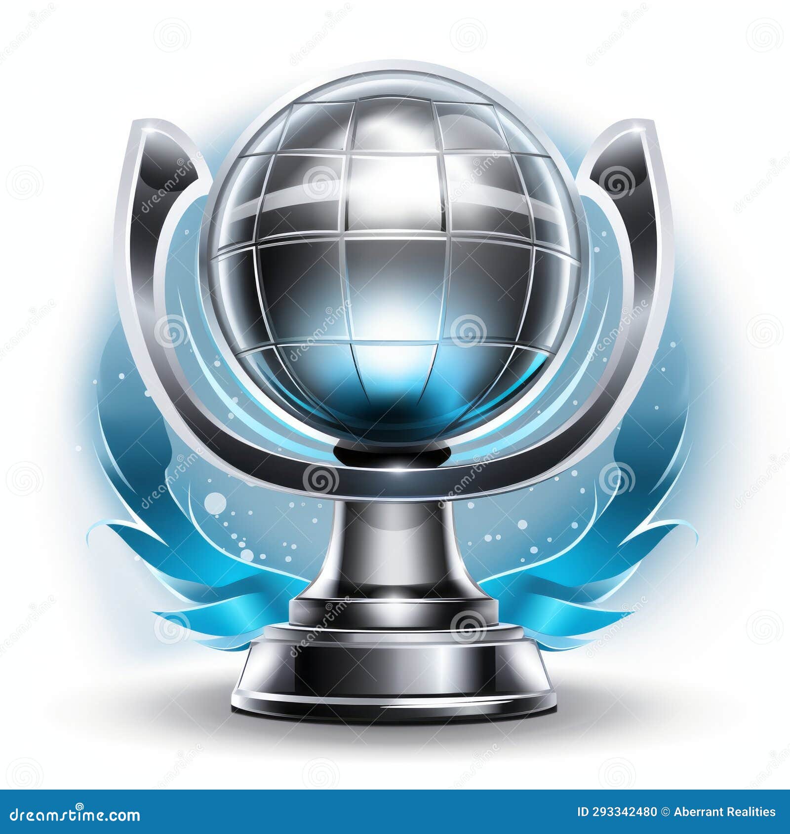 A Silver Trophy with a Blue Ribbon Around it Stock Illustration ...