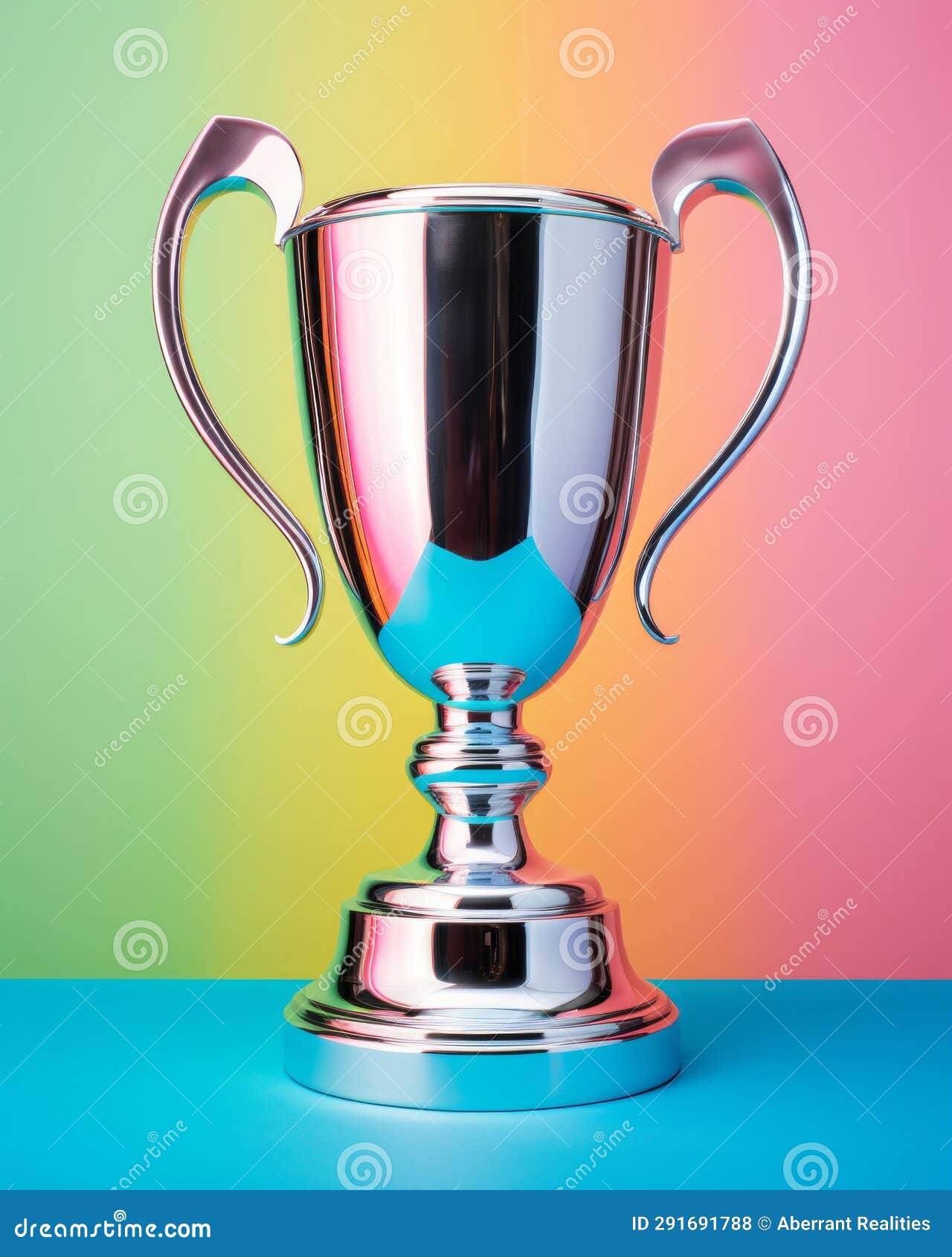 A Silver Trophy on a Colorful Background Stock Illustration ...