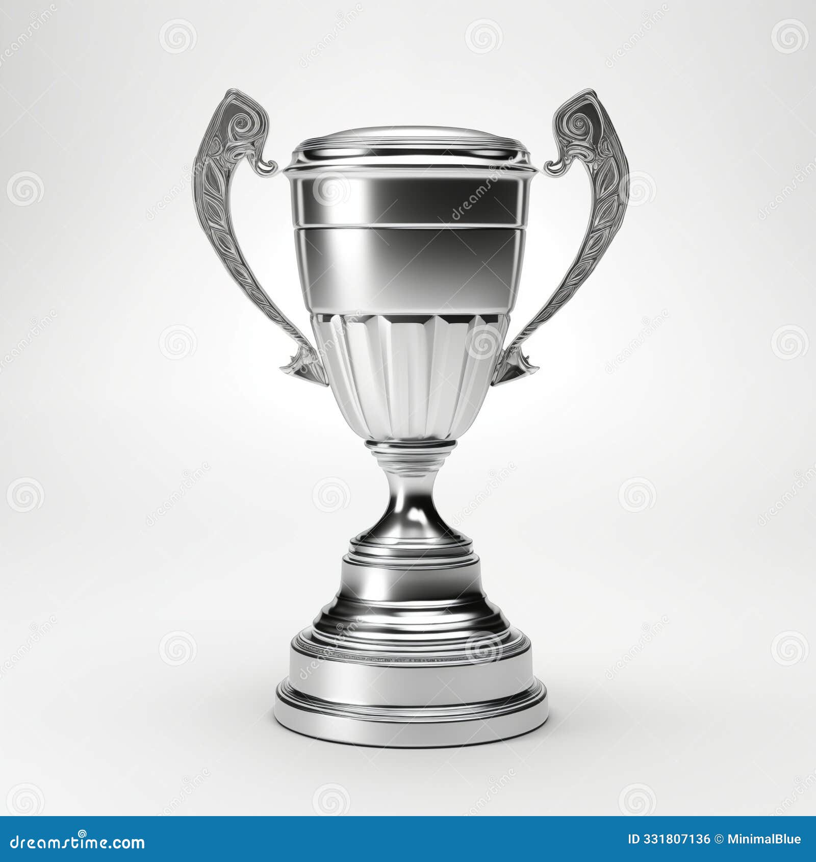 Silver Trophy Cup with Decorative Handles Isolated on White Background ...
