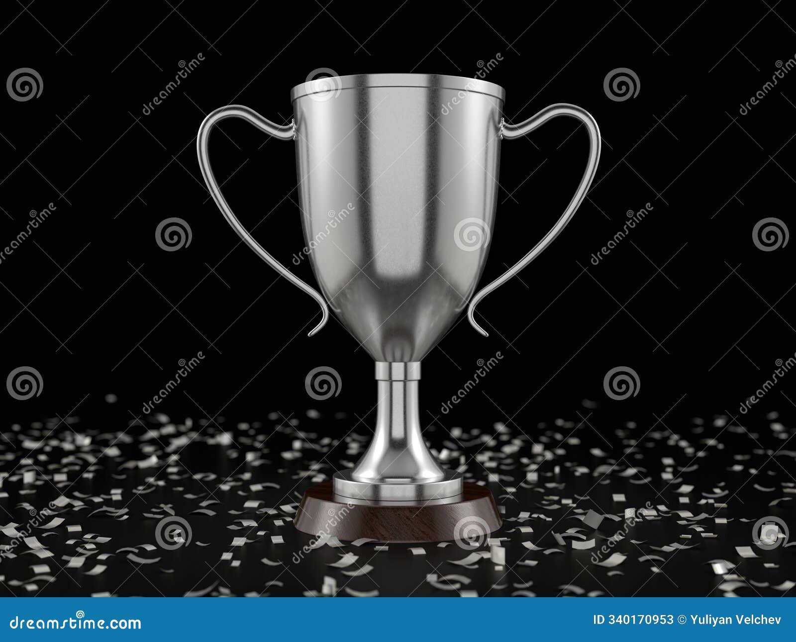 Silver Trophy Cups With Laurel Wreaths. Trophy Award Cups Set With ...