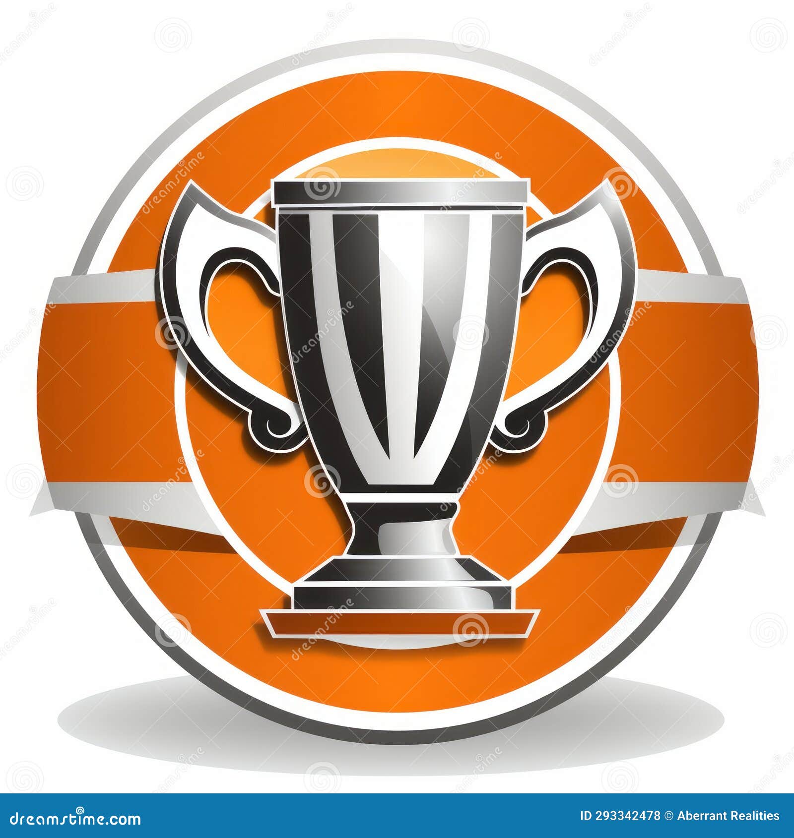 A Silver Trophy on an Orange and White Background Stock Illustration ...
