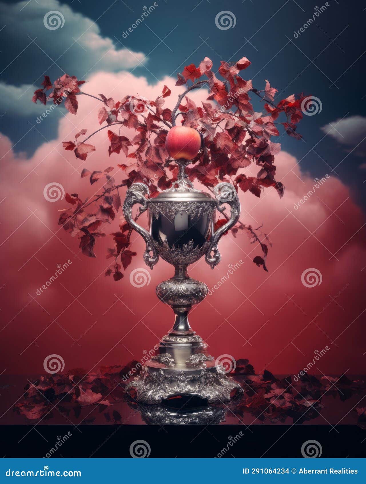 A Silver Trophy with a Red Apple on Top of it Stock Illustration ...