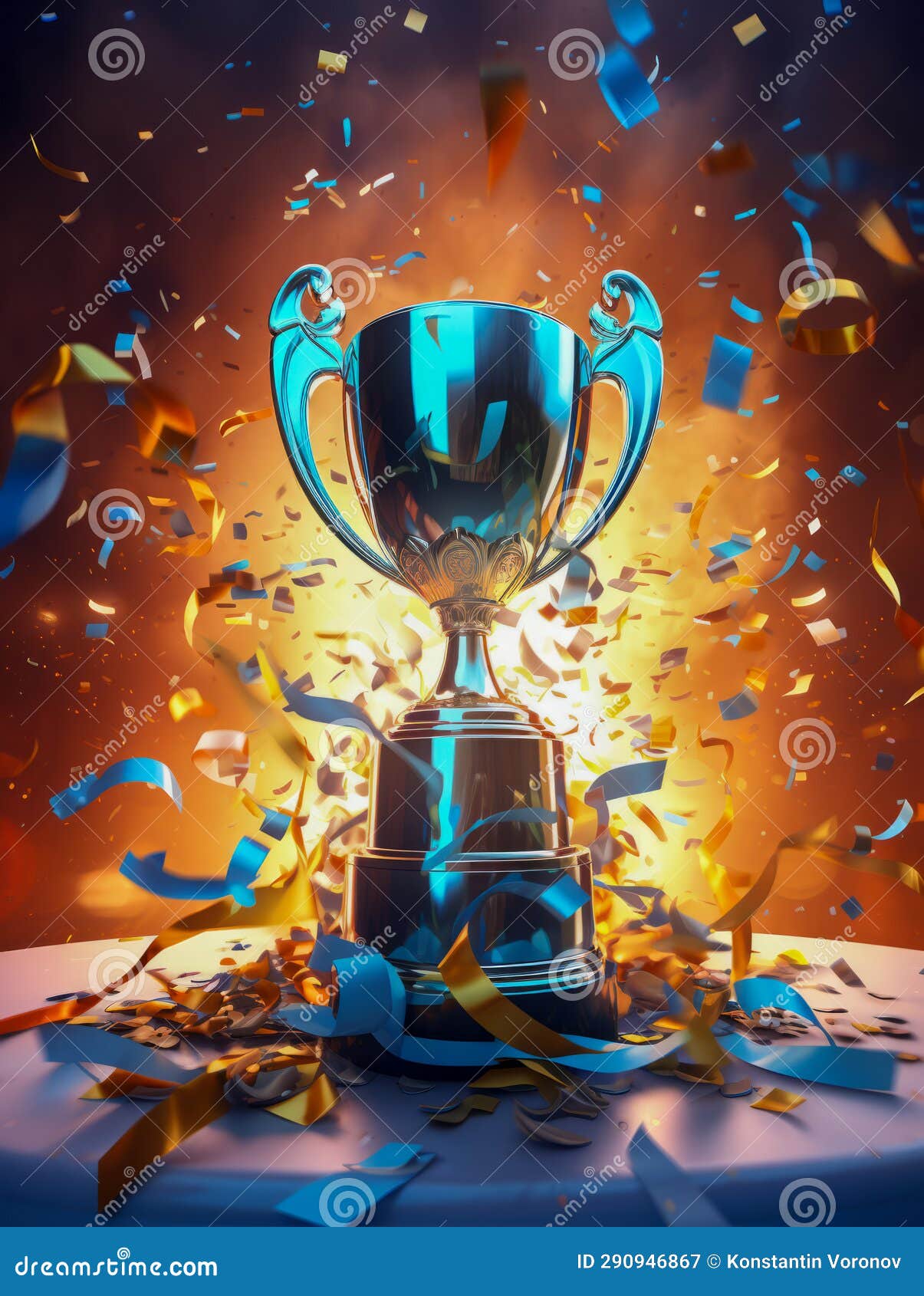 Silver Trophy Signifying Second Place Achievement, Surrounded by ...