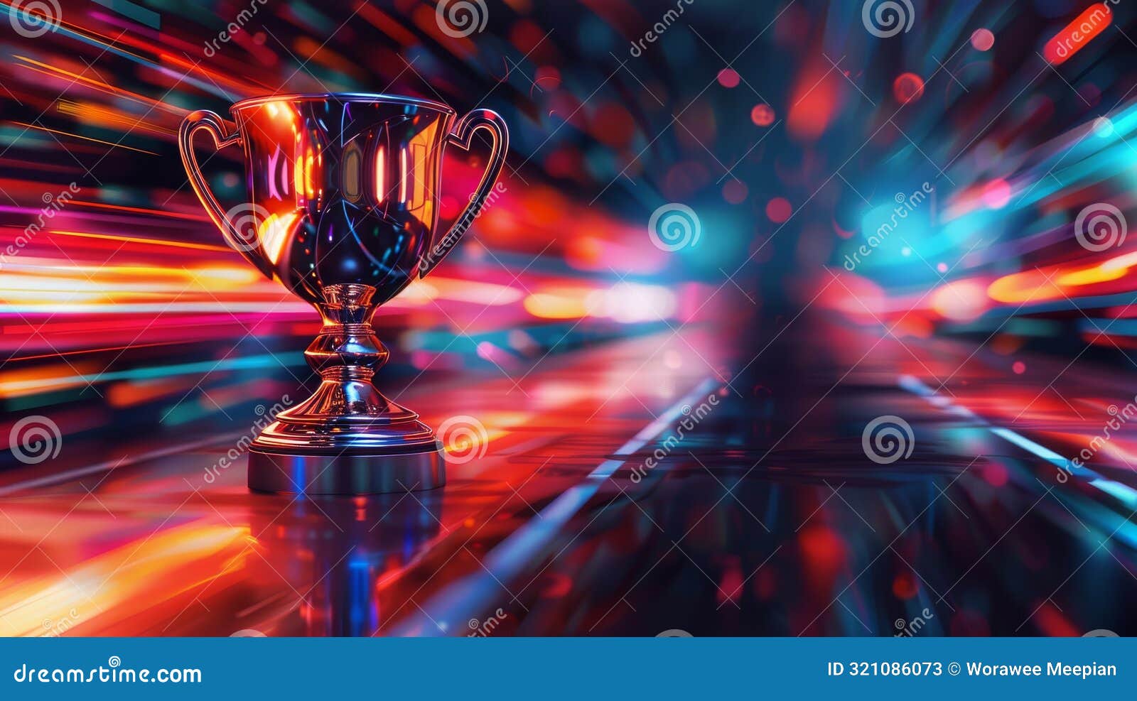 A Silver Trophy is Sitting on a Table with a Lot of Sparkles Around it ...