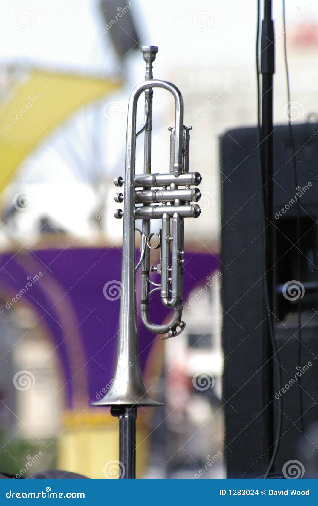 Silver Trumpet on Stand stock photo. Image of music, blow - 1283024