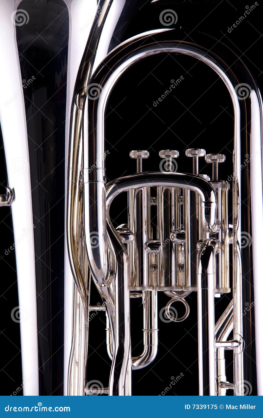 Silver Tuba Euphonium On Black Background Stock Image | CartoonDealer ...