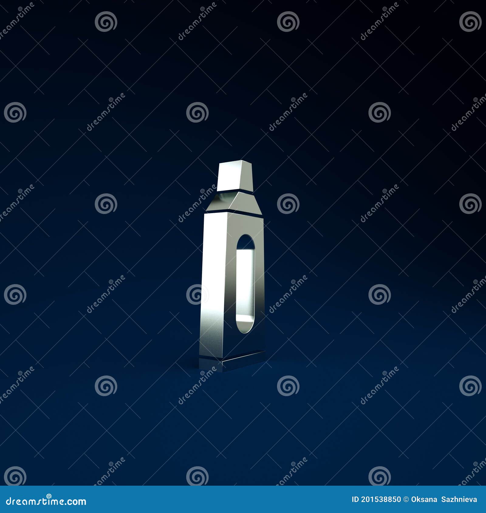 Silver Tube of Toothpaste Icon Isolated on Blue Background. Minimalism ...