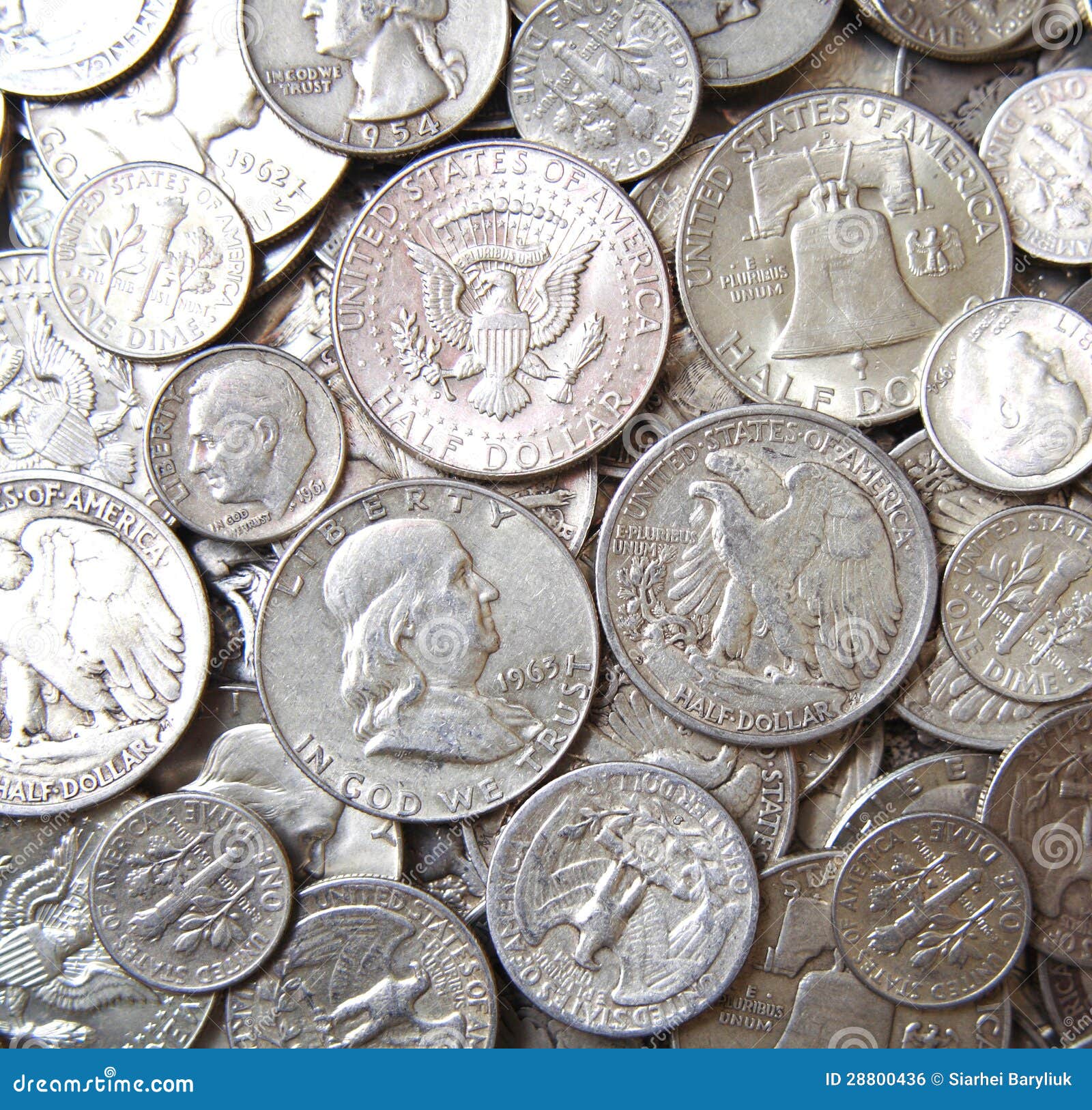 Silver USA Coins stock photo. Image of america, isolated - 28800436