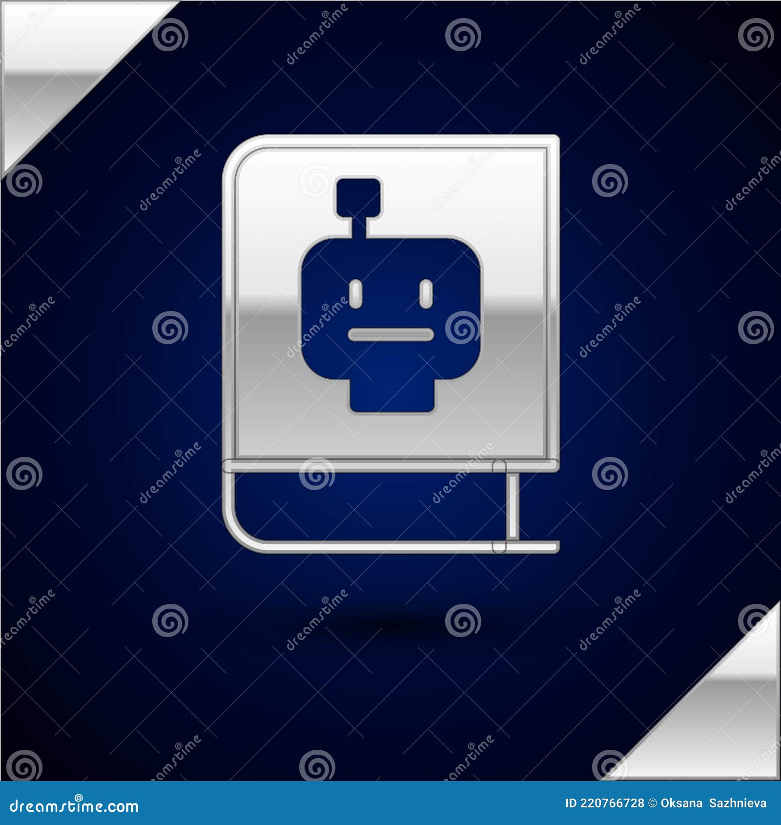 Silver User Manual Icon Isolated on Dark Blue Background. User Guide ...